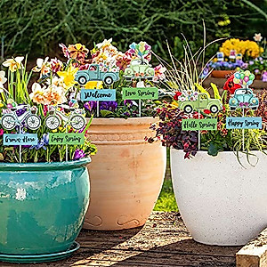 YEAHOME Garden Decor for Outside, 6 Pack Decorative Garden Stakes for Spring Decor Outdoor, Metal Welcome Spring Yard Signs for Lawn Backyard Patio Decorations