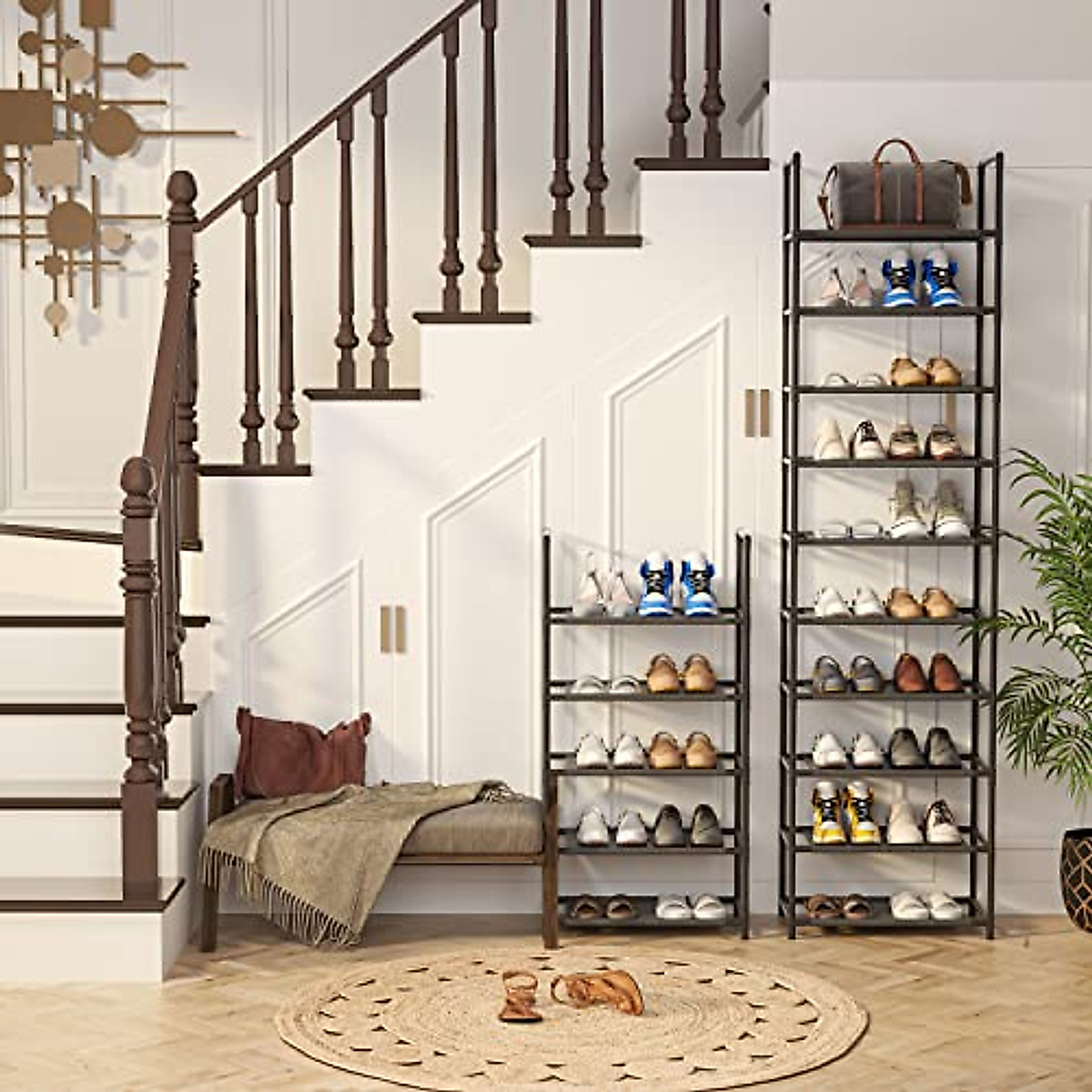Z&L HOUSE 10 Tier Shoe Rack Tall, Sturdy Free Standing Narrow Shoe Stand, Store 20-24 Pairs of Shoes, Stackable Shoe Organizer Storage Shelf for Entryway to Increase The Use of Space