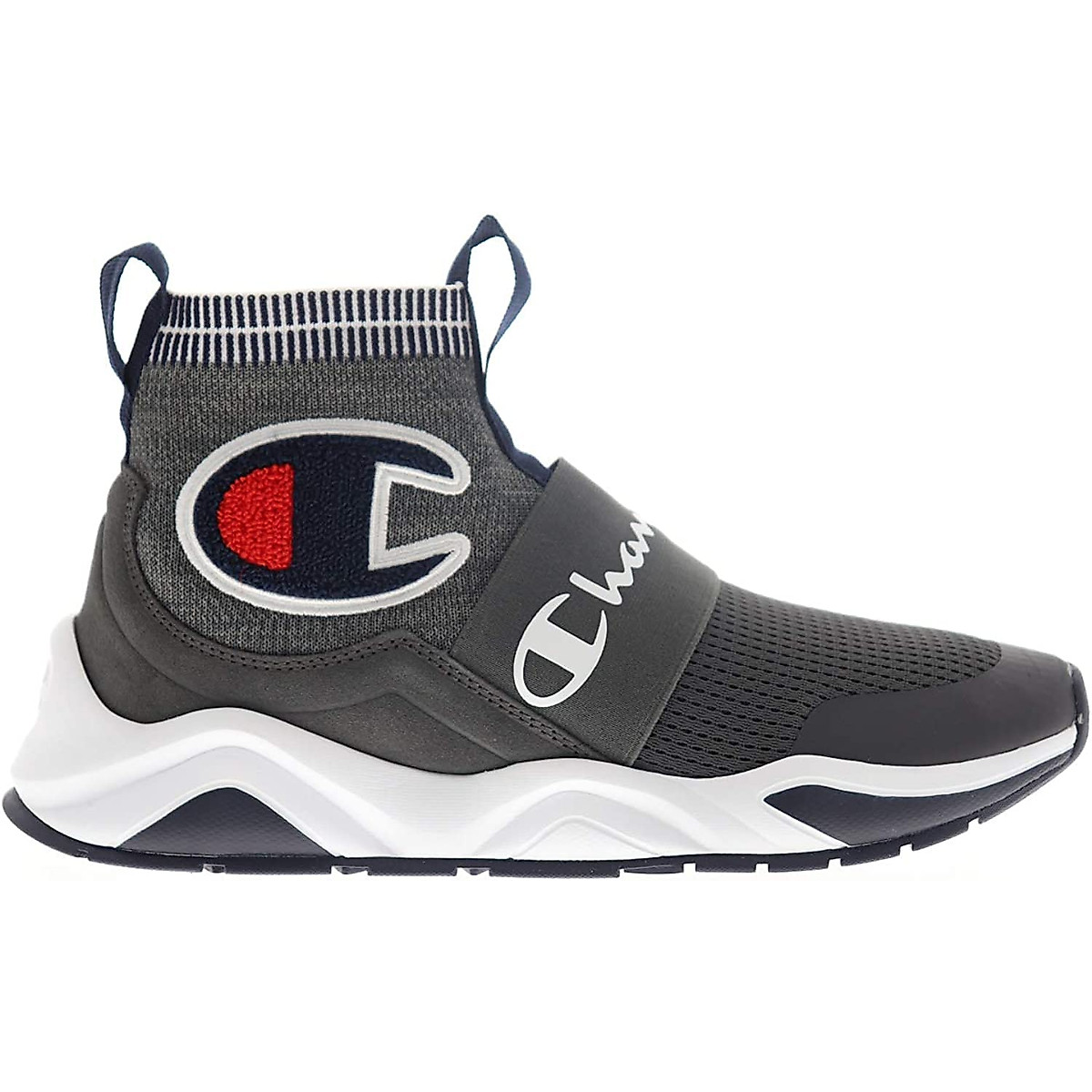 Champion Men's Rally Pro Big C Knit Sock Top Sneaker (11 M US, Granite Heather)