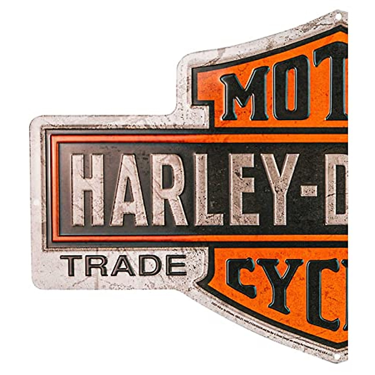 Harley-Davidson Embossed Tin Sign, Nostalgic Bar & Shield Logo, 18 x 10.5 inches