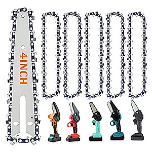 Mini Chainsaw Blade Chain Replacement: 6 Pack Saw Chain 4-Inch 1/4" Protable Handheld Chain Saw Replacement Guide Saw Chain For Wood Branch Cutting