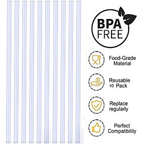 LKBBC 10 Pack Replacement Straws for Stanley Cup 40 oz Tumbler, Silicone Straws Stanley 14/20 /30/40 oz Stanley Tumblers Drinking Reusable