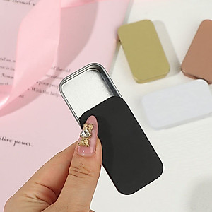 Mini Iron Box, Rectangular Storage Box Tinplate Push Case Portable Jewelry Container, Metal Candy Box Empty Tins Home Organizer(60x34x11mm,white)