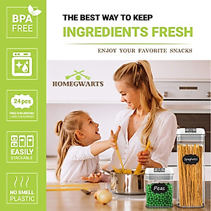 Airtight Food Storage Containers - Airtight Container Set with Lids - Food Storage Container Set - Plastic BPA Free - 7 Piece Set - BONUS 24 Labels with Marker - Heavy Duty Dry Food Storage Container