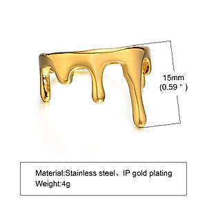 HIJONES Women's Stainless Steel Simple Crown Ring High Polished Statement Wedding Band Gold Plated Size 7