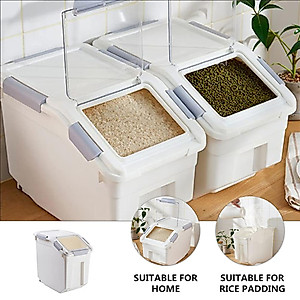 LIFKOME Rice Storage Container with Wheels Seal Locking Lid PP Food Containers Set Locking Lid Large Storage Boxes Plastic Cereal Pet Food Dog Cat Birds Food Bin