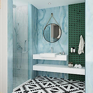 Bumoo Blue Gold Marble Peel and Stick Contact Paper 16"×78.7" Granite Texture Wallpaper Self Stick Adhesive Removable Waterproof Furniture Decorative Sticker for Countertop Kitchen Bedroom Bathroom