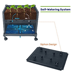 LINEX Raised Garden Bed Planter Box with Trellis, 67.6” Tomato Planters for Climbing Plants Vegetable Vine Flowers Outdoor Patio, Tomatoes Cage w/Self-watering & Wheels