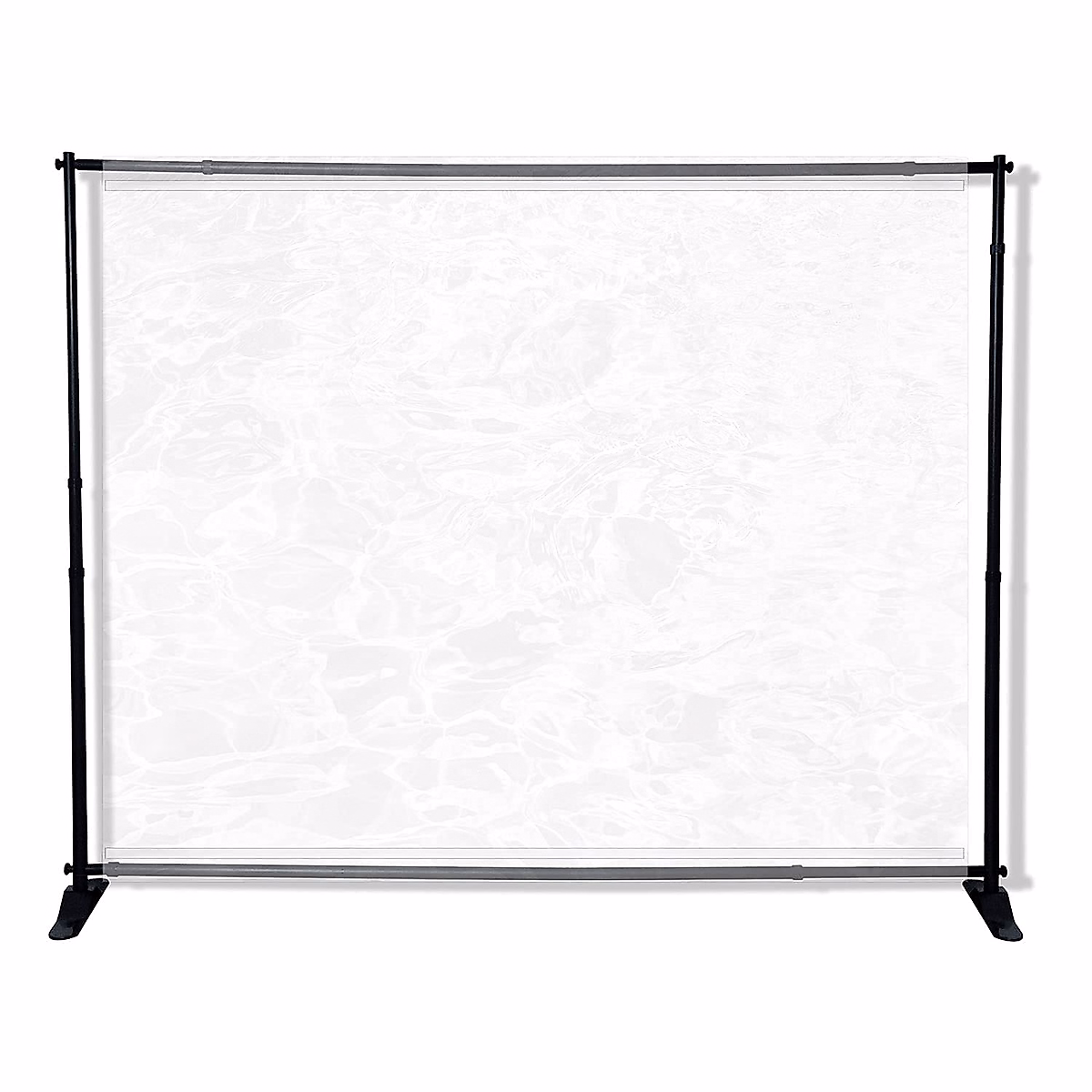 BannerBuzz Sneeze Guard, Adjustable Banner Stand, 580GSM Full Tarp PVC Clear Vinyl with Black Coated Aluminium, Vision Clarity Up to 90% (5' W x 5' H)