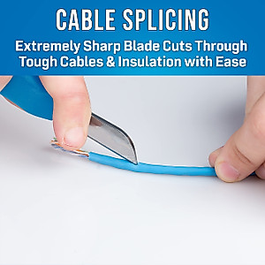Jonard KN-7 Ergonomic Cable Splicing Knife with Thermoplastic Rubber Handle, Blue, 6-1/4" Length