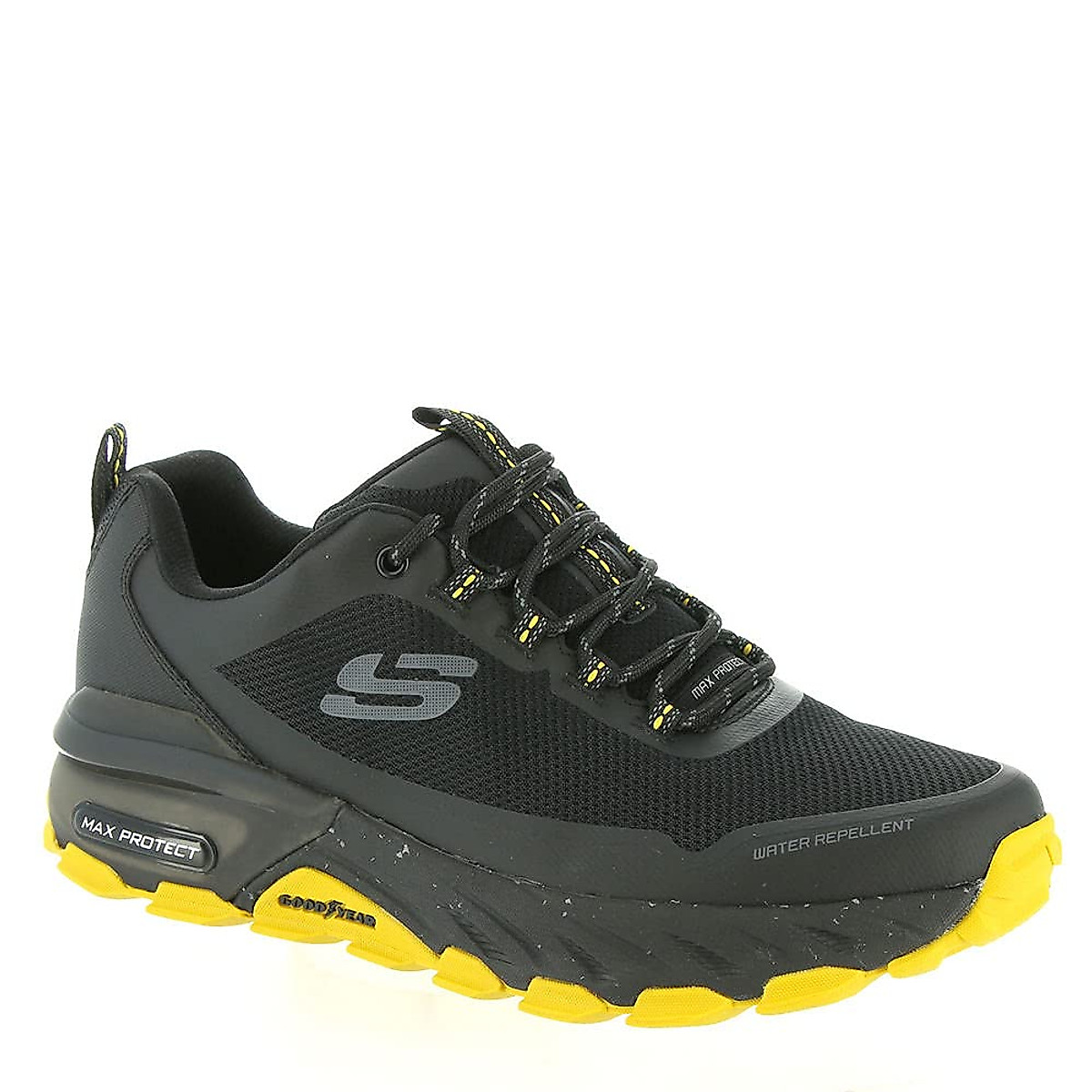 Skechers Men's Max Protect Liberated Lace-up Sneaker Oxford, Black/Yellow, 12