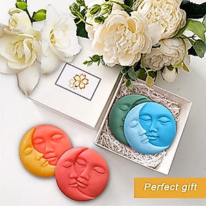 Newmemo Sun & Moon Silicone Soap Molds Crescent Moon Face Silicone Soap Mold Craft Art Molds for Homemade Lotion Bar, Bath Bombs Polymer Clay DIY Candle Resin Making Wax Candy Chocolate (1)