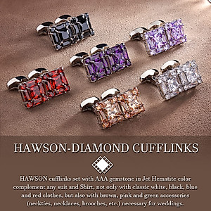 Shiny Cufflinks for Men's Fancy Shirt for Suit, in Gift Box, Matching with Solid Tie in Red White Black Blue Colors Easily, Designed by HAWSON
