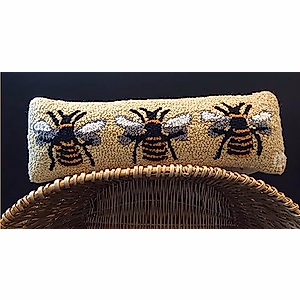Chandler 4 Corners Artist-Designed Bumblebee Hand-Hooked Wool Decorative Throw Pillow (8” x 24”) Farm & Garden Pillow for Couches & Beds - Low Maintenance - Queen Bee, Honey Bee Lumbar Pillow