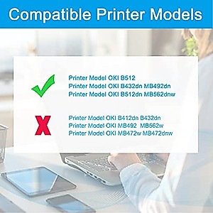 LCL Compatible Toner Cartridge Replacement for OKI B432dn B512 B512DN MB492 45807110 MB562dnw 12000 Pages (1-Pack Black)