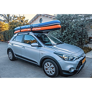 2 PCS/Set Self-Inflating Soft Roof Rack Pads, Universal Car Soft Roof Rack Pads for Kayaks/Surfboard/Paddleboard/SUP/Snowboard, with 2 Tie Down Straps