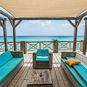 ASTEROUTDOOR 12' x 12' Rectangle Sun Shade Sail UV Block Canopy Cover for Outdoor Patio Backyard Lawn Garden, Sand