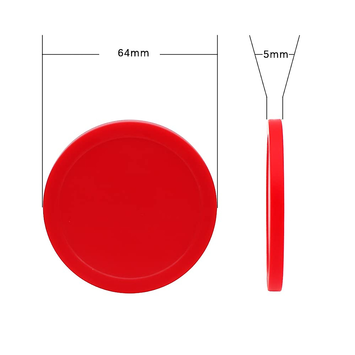 BERYLER 5 Pack Air Hockey Red Replacement, 2.5" in Diameter, Thicker Pucks for Game Tables, Accessories, Equipment