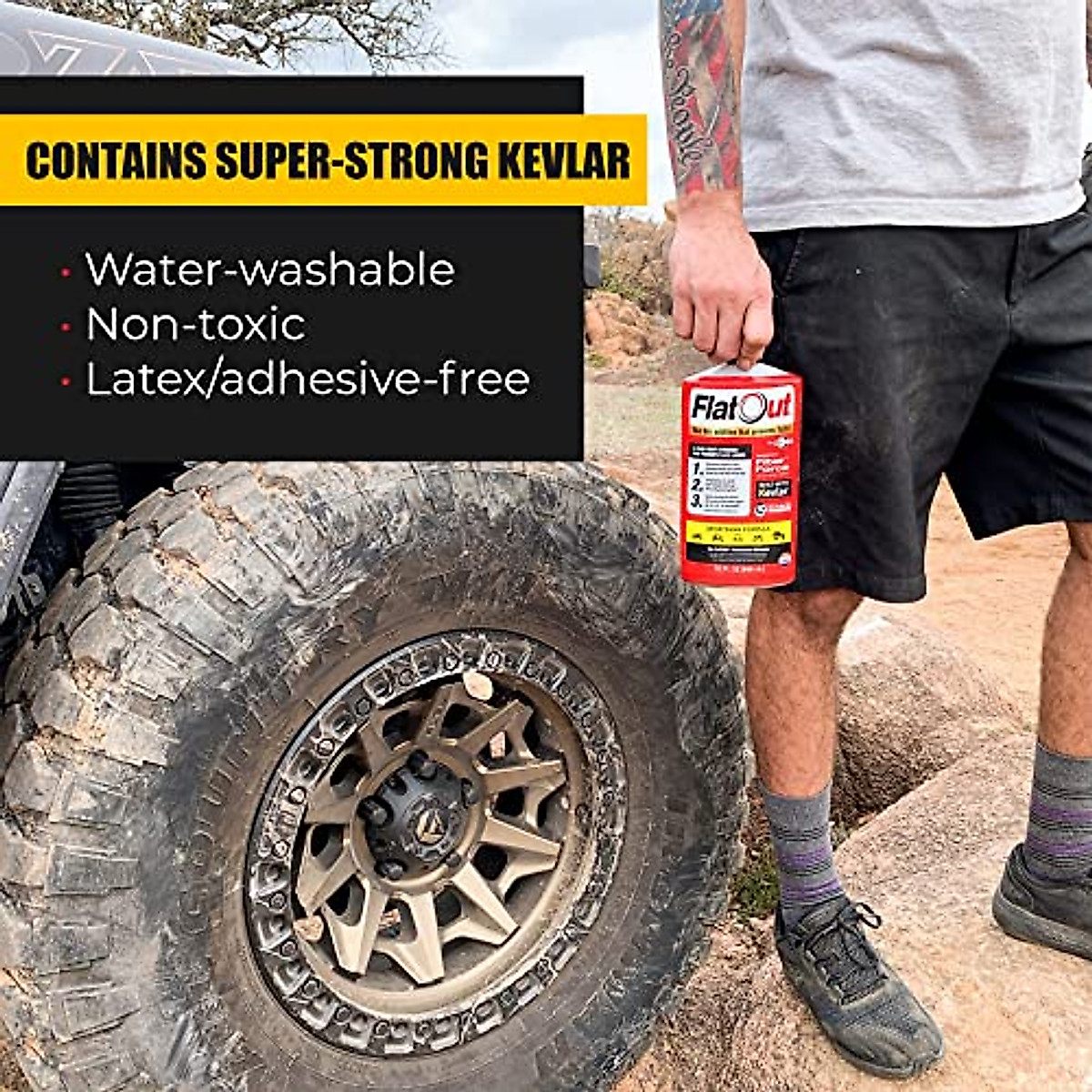 FlatOut Tire Sealant Sportsman Formula - Prevent Flat Tires, Seal Leaks, Contains Kevlar, 32-Ounce Bag, 1-Pack