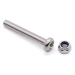 Glvaner (30 Sets) M5-0.8 x 40mm Pan Head Machine Screw and M5-0.8mm Hex Locknuts 304 Stainless Steel 18-8 Full Thread