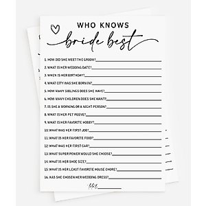 All Ewired Up 50 Who Knows the Bride Best (50-Cards) Fun Wedding Shower Decorations Engagement Party Rehearsal Dinner Game Activity, How Well Do You Know The Bride, Minimalist Script