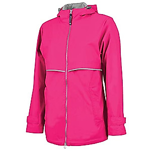Charles River Apparel Women's New Englander Waterproof Rain Jacket, Hot Pink Reflective, XL