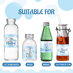 39 Elephant Baby Shower Water Bottle Labels Waterproof Water Bottle Wrappers Water Bottle Stickers Baby Shower Bottle Wraps Decorations for Baby Shower Birthday Party Water Labels Supplies (Blue)