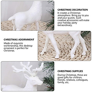 ABOOFAN 5Pcs Christmas Reindeer Figurines White Mini Deer Statue Miniature Ornaments Table Decoration Cake Toppers for Christmas Craft DIY Party Garden Yard Decor Supplies 5.5 Inches