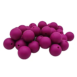 100pcs Magenta Color Silicone Round Beads Sensory 15mm Silicone Pearl Bead Bulk Mom Necklace DIY Jewelry Making Decoration