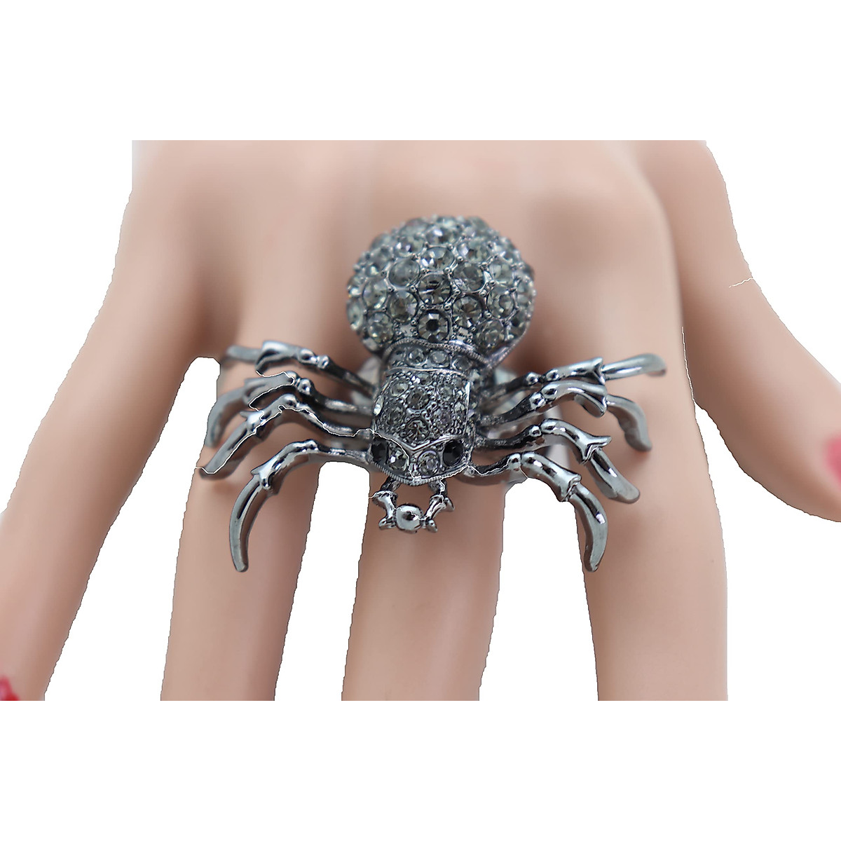 TrendyFashionJewelry Women Fashion Jewelry Spider Ring - Black Metal One Size Elastic Band Insect Scary