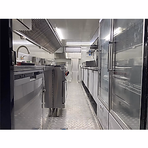 14.7FT MOBILE FOOD TRAILER, STREET FOOD TRAILER WITH CONCESSION WINDOW ATTRACTIVE FRONT DISPLAY, FULLY EQUIPPED FOR VENDING ON STREET FOR SALE