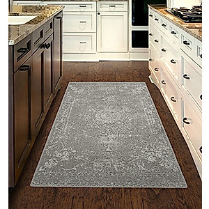 Brumlow Mills Neutral Home Indoor Area Rug with Distressed Persian Print Pattern for Living Room Decor, Dining Room, Kitchen Rug, or Bedroom Carpet, 3'4" x 5', Beige