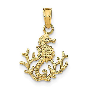 IceCarats 14K Yellow Gold Small Seahorse Necklace Charm Pendant Only