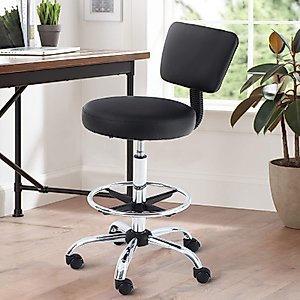 MAISON ARTS Office Desk Chair Swivel Adjustable Rolling Stool with Wheels Armless Drafting Task Chair with Back for Home Office Bar Kitchen Shop Salon Spa Massage Medical, 300LBS Bear Capacity, Black