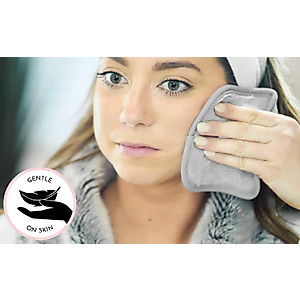 S&T INC. Reusable Makeup Remover Wipes, Microfiber Face Cloths for Washing Makeup and Oil from Skin, Travel Essentials, Grey, 5 Inch x 5 Inch, 5 Pack