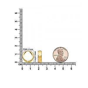 Auriga Fine Jewelry 14k Yellow Gold Tri-Color Textured Hinged Hoop Earrings (L-14 mm, W-14 mm) Gift for Women