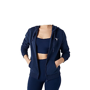 Victoria's Secret Pink Everyday Lounge Perfect Full Zip Hoodie Color Blue New (Small)