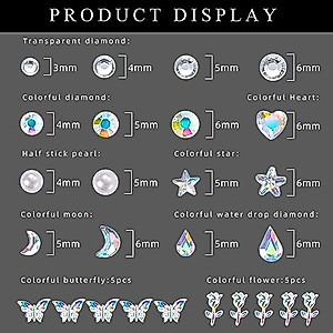 Aaiffey Face Gems Self Adhesive Face Rhinestones Stick On for Hair Gems Makeup Stickers Face,Eyes,Nail Stickers Pearls Star Rhinestones Tattoos for Women, Girls (4 Sheets)