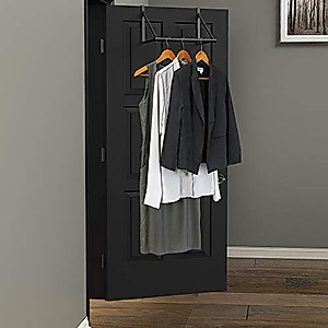 Simple Houseware Over The Door Clothes Hanging Rod, Black