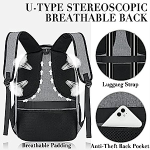 BIKROD Travel Laptop Backpack for Men and Women, Backpacks for School Teen Boys, Business Anti Theft Slim Durable Back Pack with USB Charging Port, Adult Computer Bag Gift 15.6 IN Laptop, Grey