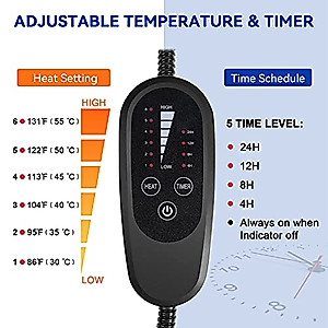 Pet Heating Pad for Dogs & Cats, [2022 Extra Large Design] Adjustable Warming Mat 4 Timers with Auto Shut Off, [Overheat Protection & IP67 Waterproof] Self Heated Bed Blanket for Puppies (L(24Wx35L))