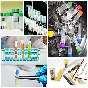 100Pcs 1ml Transparent Lab Plastic Frost Test Tubes Vial Seal Cap, Graduated Marks Centrifuge Tubes Skirted Conical Bottom for Laboratory School Educational