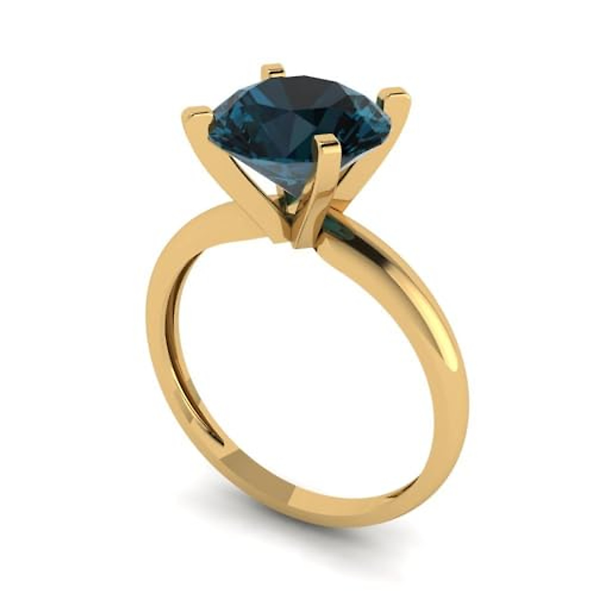 Clara Pucci 2.50ct Round Cut Solitaire Natural London Blue Topaz Engagement Bridal Promise Anniversary Ring in 18K Yellow Gold 5.25