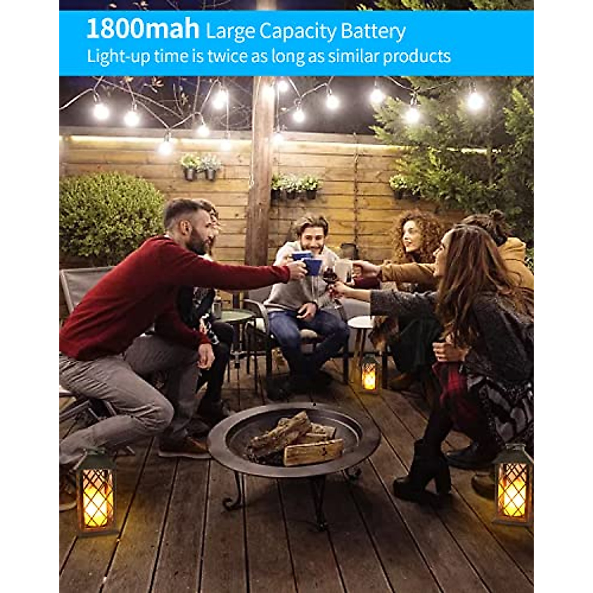 SHYMERY Solar Lantern,Outdoor Garden Hanging Lanterns,Set of 2,14 Inch Waterproof LED Flickering Flameless Candle Mission Lights for Table,Outdoor,Party Decorative