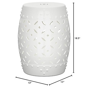 Safavieh Lattice Coin Ceramic Decorative Garden Stool, White