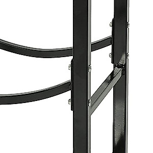 Sunnydaze Firewood Log Rack with Tool Holder Hooks - Indoor/Outdoor Durable Powder-Coated Steel Space-Saving Design - Black