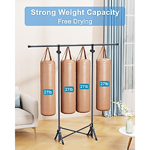 Runsand No Installation Clothes Rack,Portable Folding Carbon Steel Garment Rack - Versatile Heavy Duty Coat Rack with 4 hooks for Indoor and Outdoor Use - great for Home, Camping,Travel (Dark Grey)