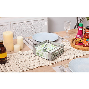 NIKKY HOME Farmhouse Rustic Flat Napkin Holder, Galvanized Metal Napkin Caddy with Bird Weight Ball