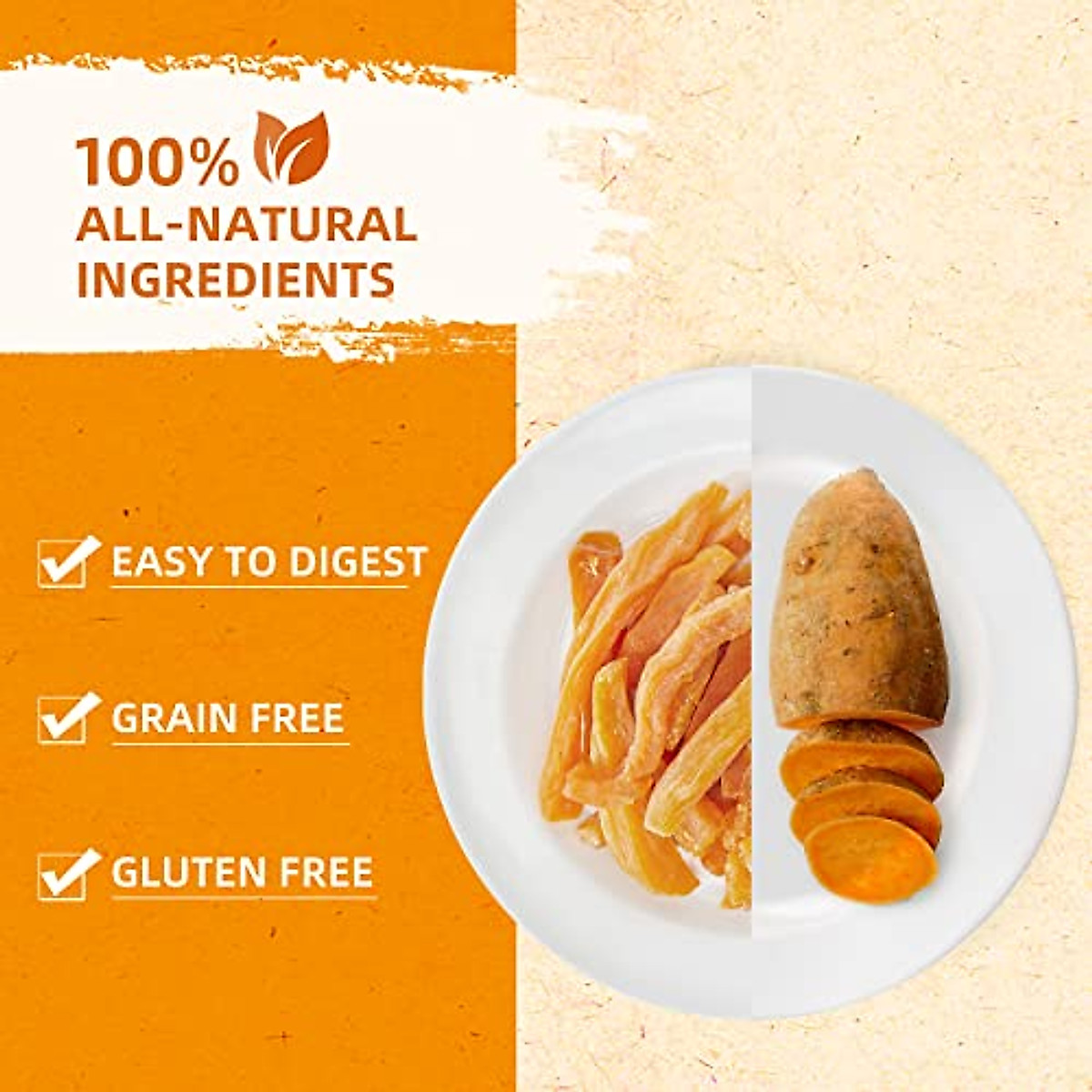 Jungle Calling Natural Sweet Potato Dog Treats, Low Fat, Skinless Sweet Potato Chews for Dogs Training Snacks