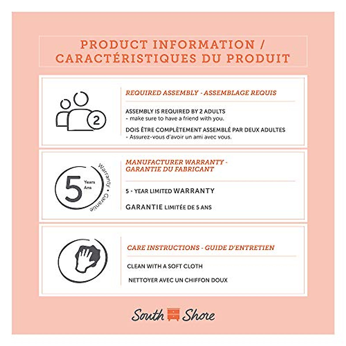 South Shore Holland 6-Drawer Double Dresser, Black Oak